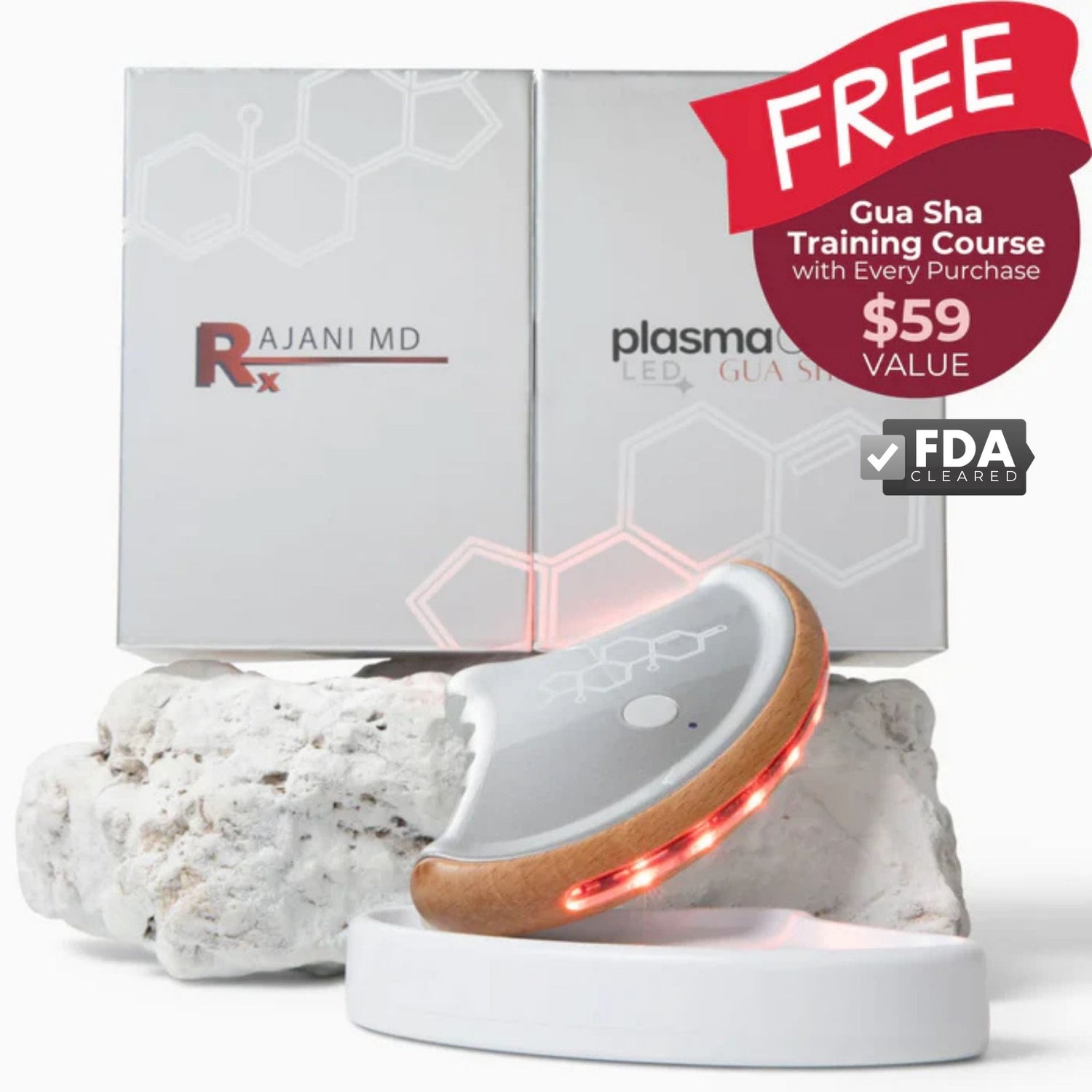 PlasmaGLO LED Gua Sha Tool: Red Light Therapy Face Sculpting Device